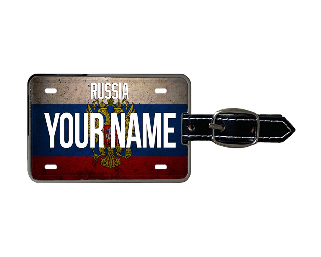 Personalized Luggage Tag Custom Name License Russia Flag Plate With ...