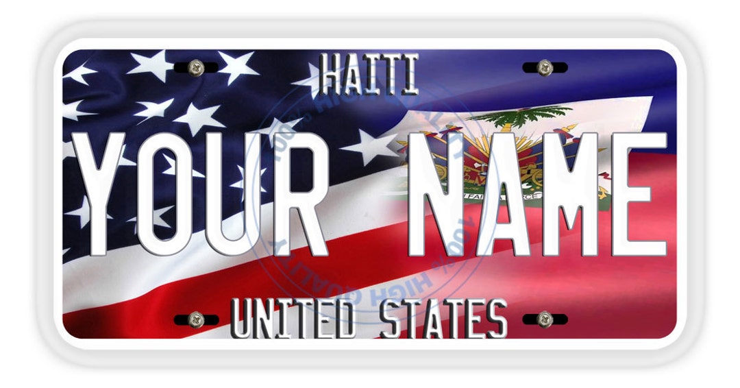 Personalized License Plate Mixed USA and Haiti Flag Vanity Tag ...