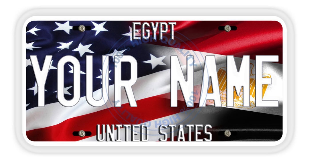 Personalized License Plate Mixed USA and Egypt Flag Vanity Tag Vehicle ...