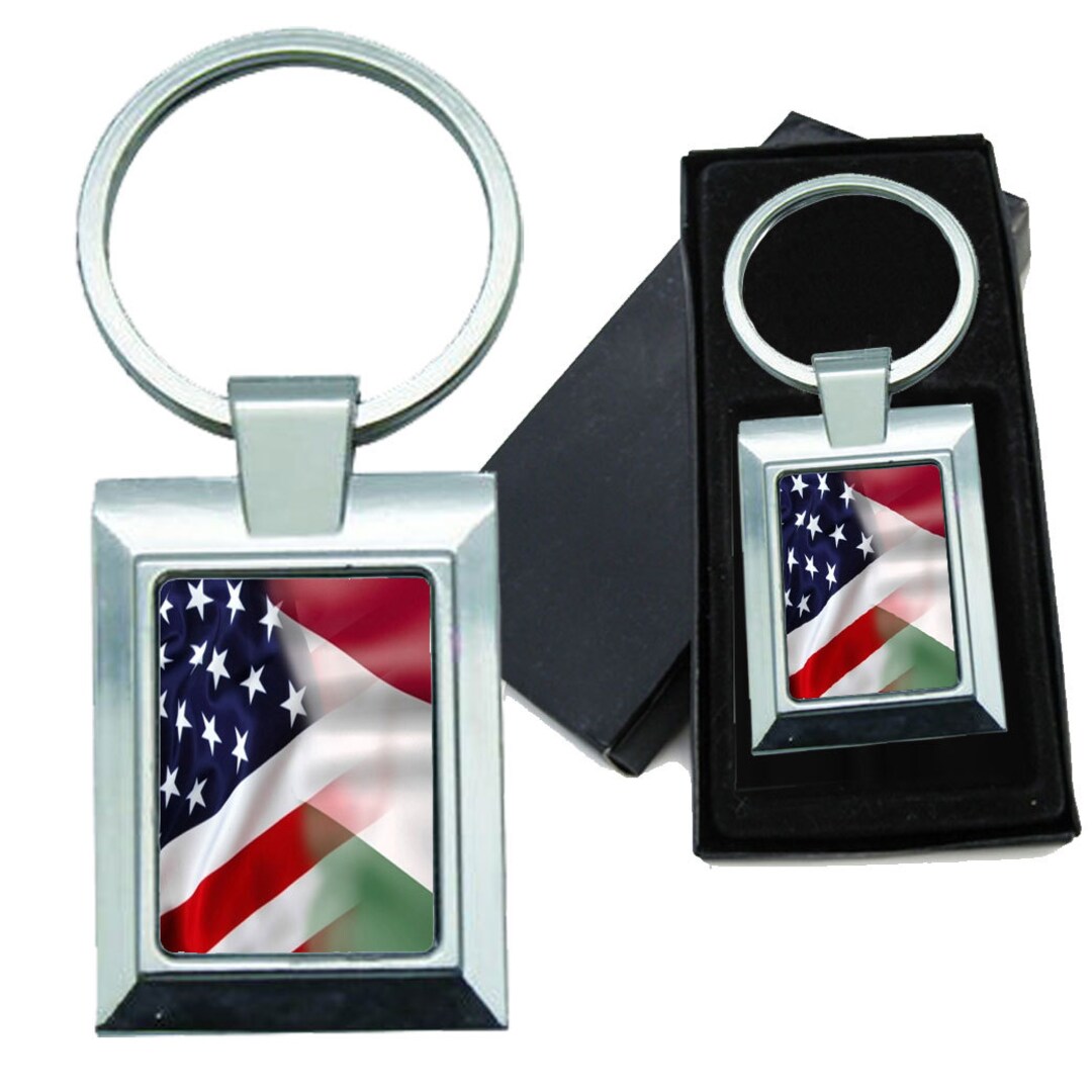 Keychain Mixed USA and Hungary Flag Rectangle Metal - Etsy