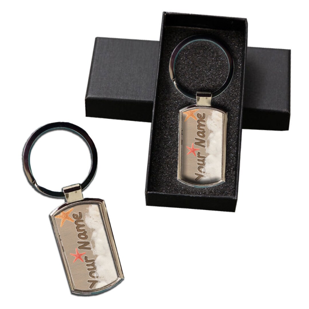 Keychain Pesonalized Custom Name in Sand Design Metal - Etsy