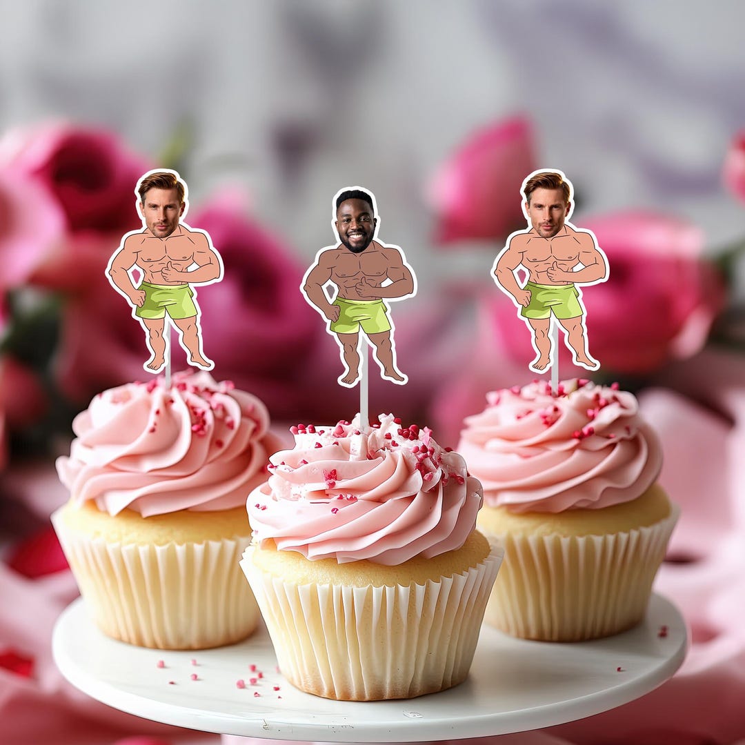 Bleu Reign Personalized Bodybuilder Face Cupcake Toppers | Custom Gym ...