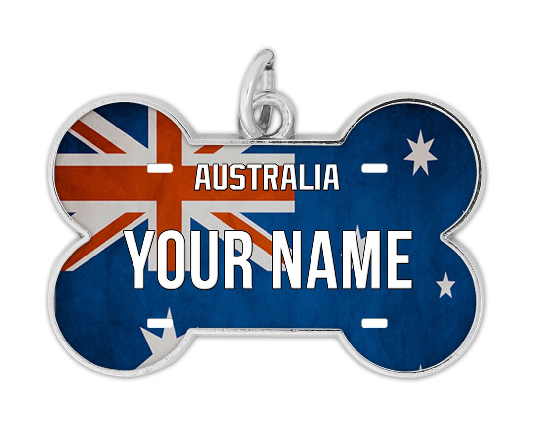 Personalized Dog Tag Custom Australia Name Country Flag Bone Shaped ...