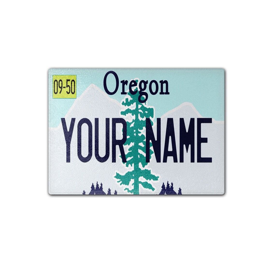 Personalized Cutting Board Custom Name Oregon State License Plate Glass ...