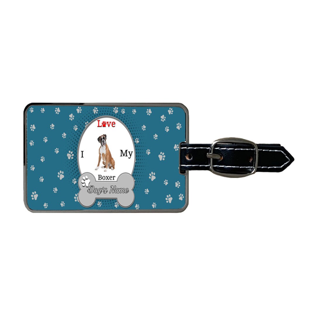 Personalized Luggage Tag Custom Name I Love My Boxer Dog Lover License ...