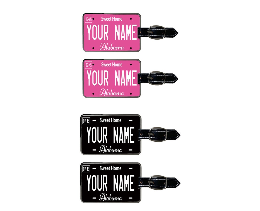 Personalized Luggage Tag Custom Name Alabama State Pink Blackout ...