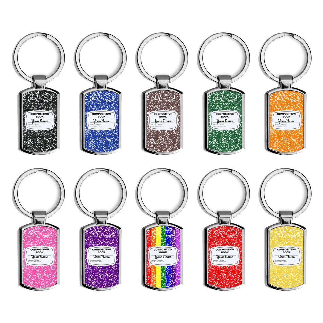 Personalized Keychain Custom Name Composition Notebook Metal - Etsy