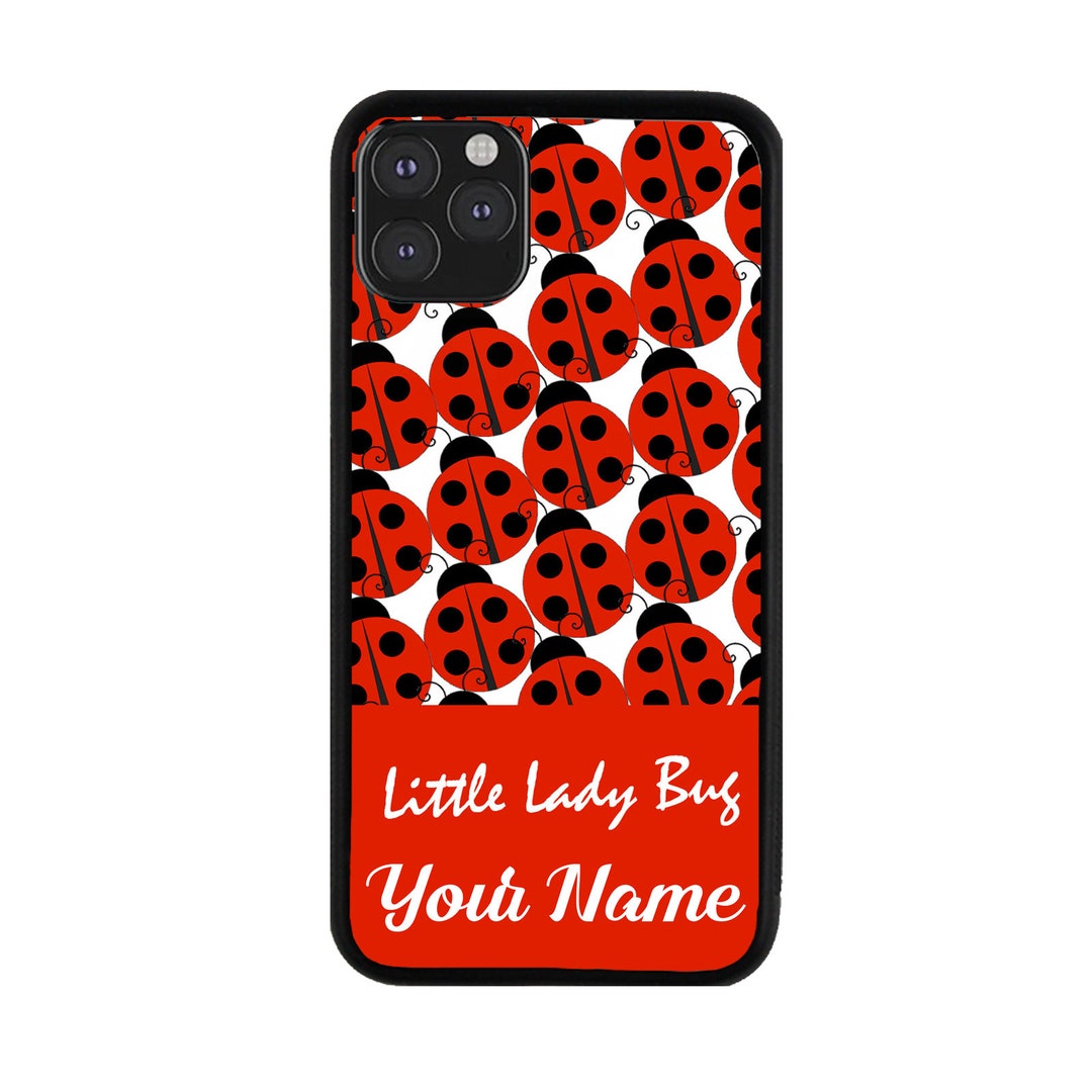 Personalized Name Little Lady Bug on Red Back With Ladybugs Rubber ...