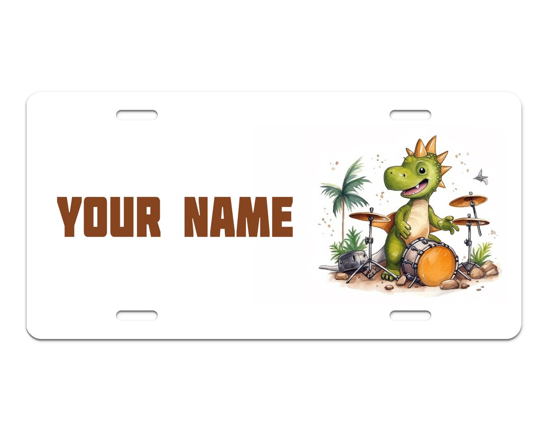Personalized License Plate Custom Name Dinosaur Band Drums - Vehicle ...