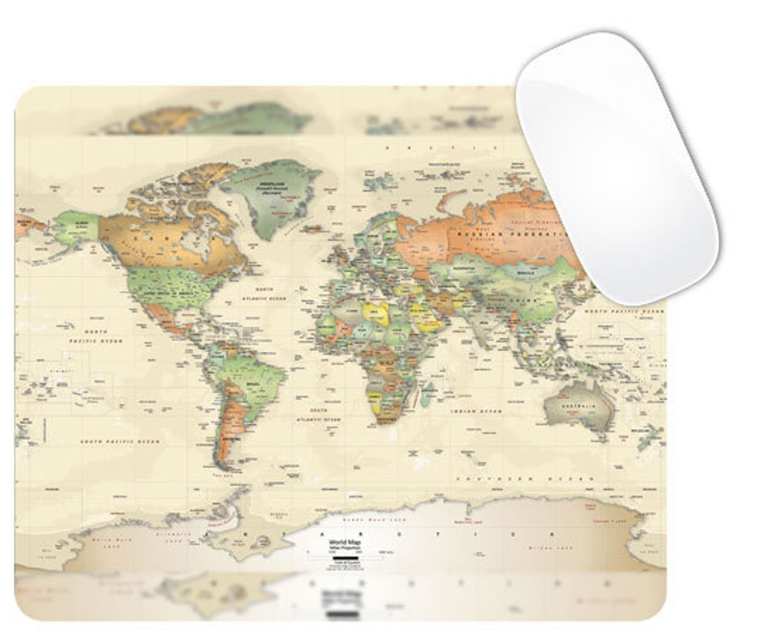 Mouse Pad World Map Square - Etsy
