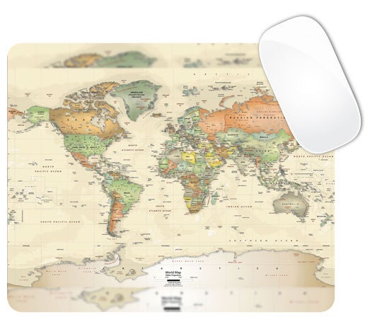 Mouse Pad World Map Square - Etsy