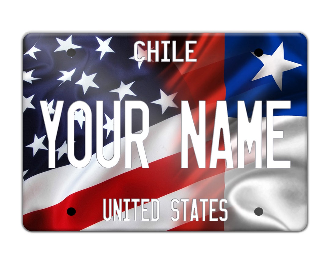 Personalized Magnet Custom Name Mixed USA and Chile Flag Plate Square ...