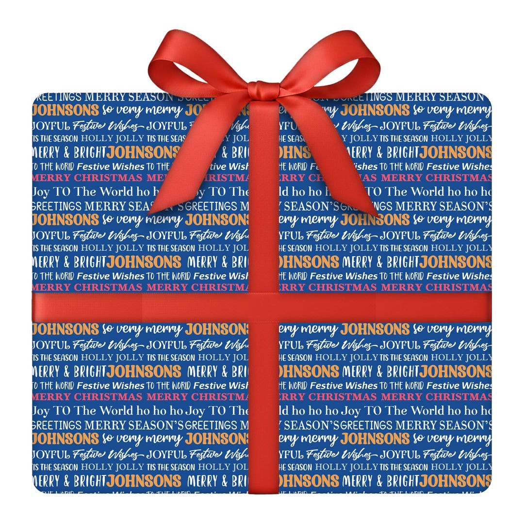 Personalized Merry Words Wrapping Paper | Christmas Gift Wrap With ...