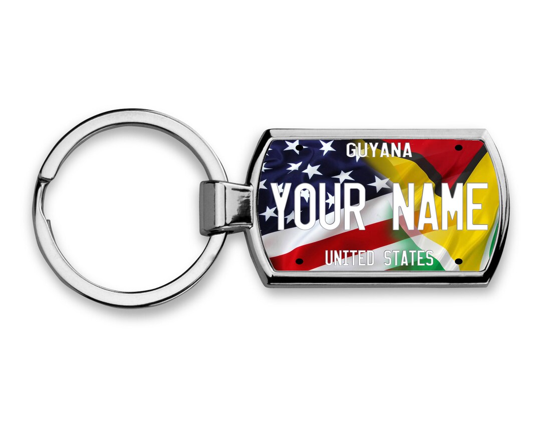 Personalized Keychain Mixed USA and Guyana Flag License Plate Metal - Etsy