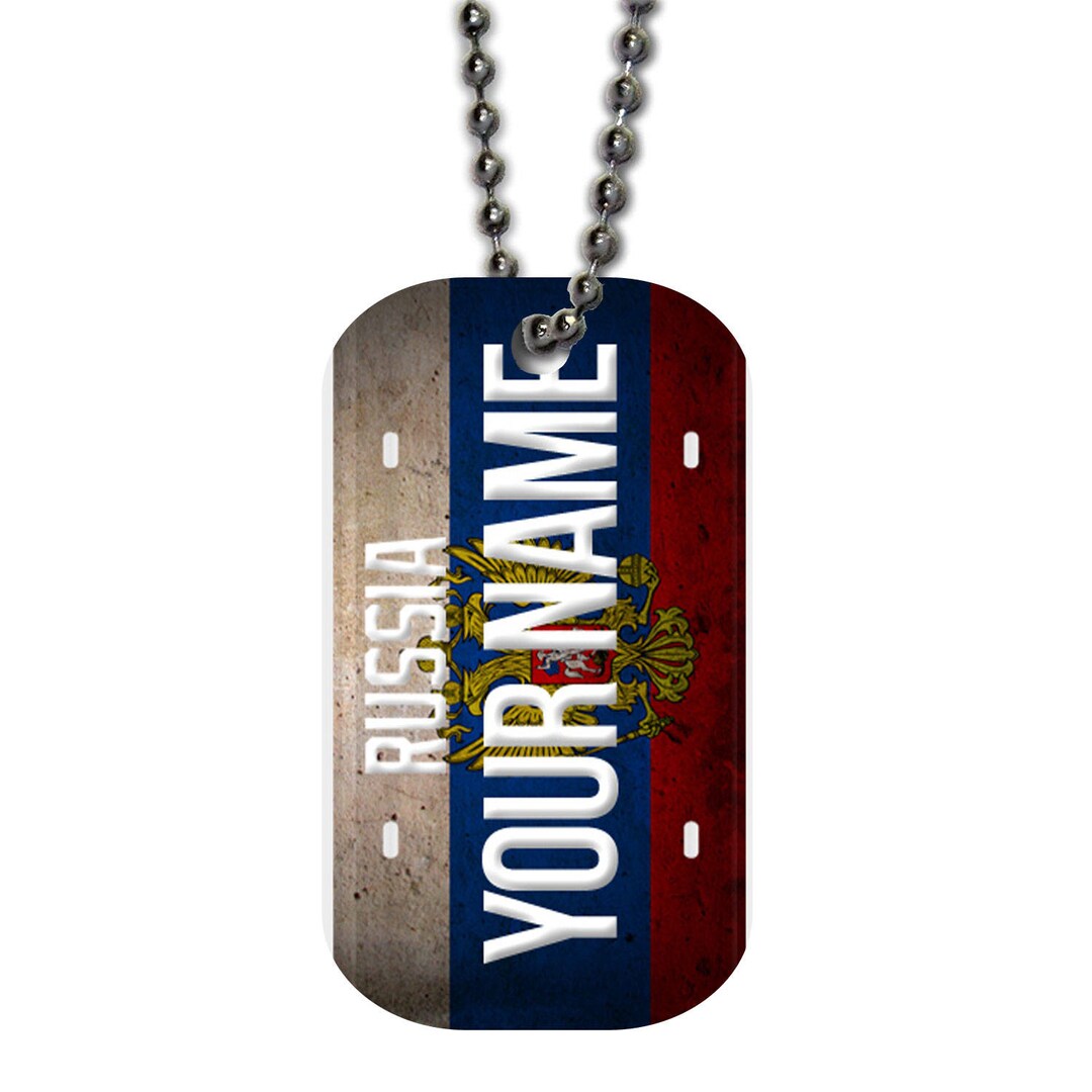 Personalized Military Dog Tag Necklace Custom Name License Russia Plate ...