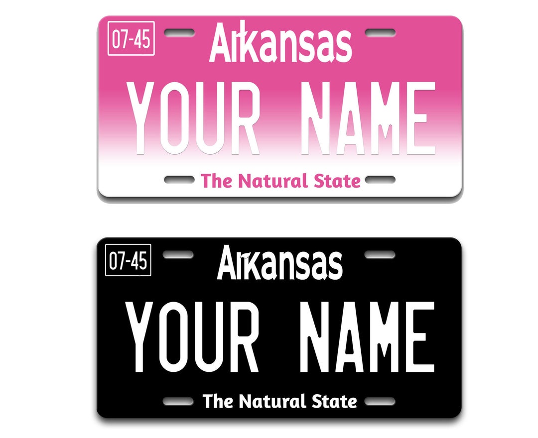 Personalized License Plate Custom Arkansas State Pink Blackout Holiday ...