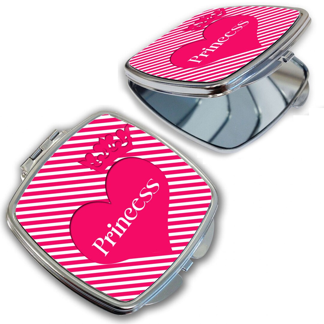 Mirror Pink Princess With Heart and Crown Compact - Etsy