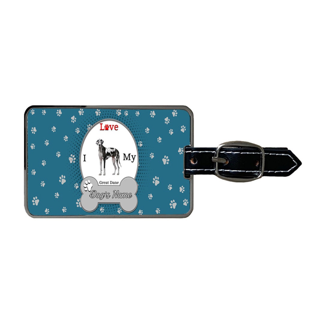 Personalized Luggage Tag Custom Name I Love My Great Dane Dog Lover ...