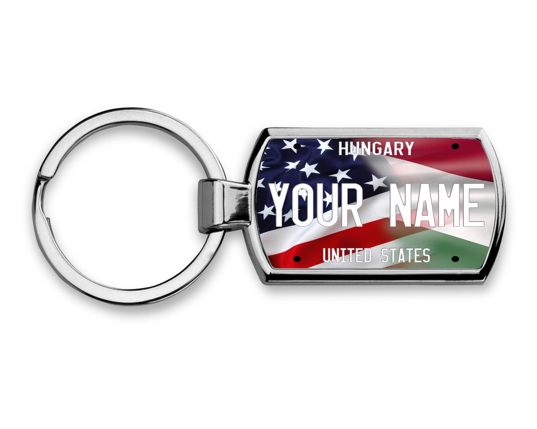 Personalized Keychain Mixed USA and Hungary Flag License Plate Metal - Etsy