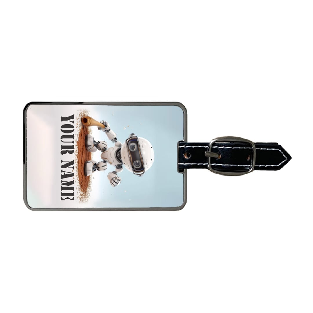 Personalized Luggage Tag Custom Name Futuristic Robot Baseball Player ...