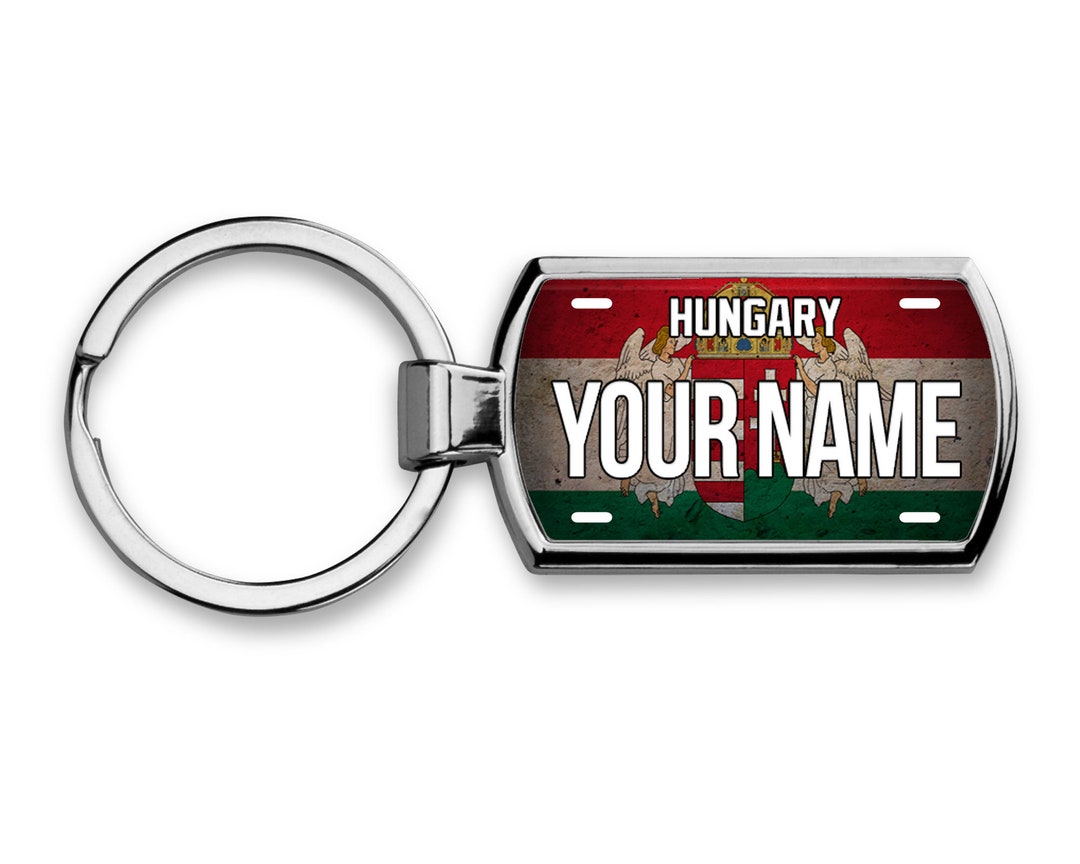 Personalized Keychain Custom Name License Hungary Flag Plate Metal - Etsy