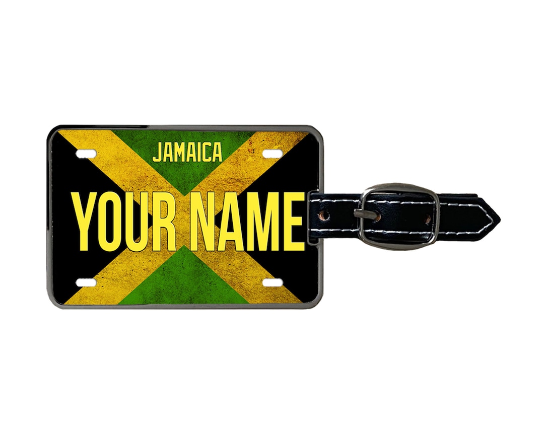 Personalized Luggage Tag Custom Name License Jamaica Flag Plate With ...