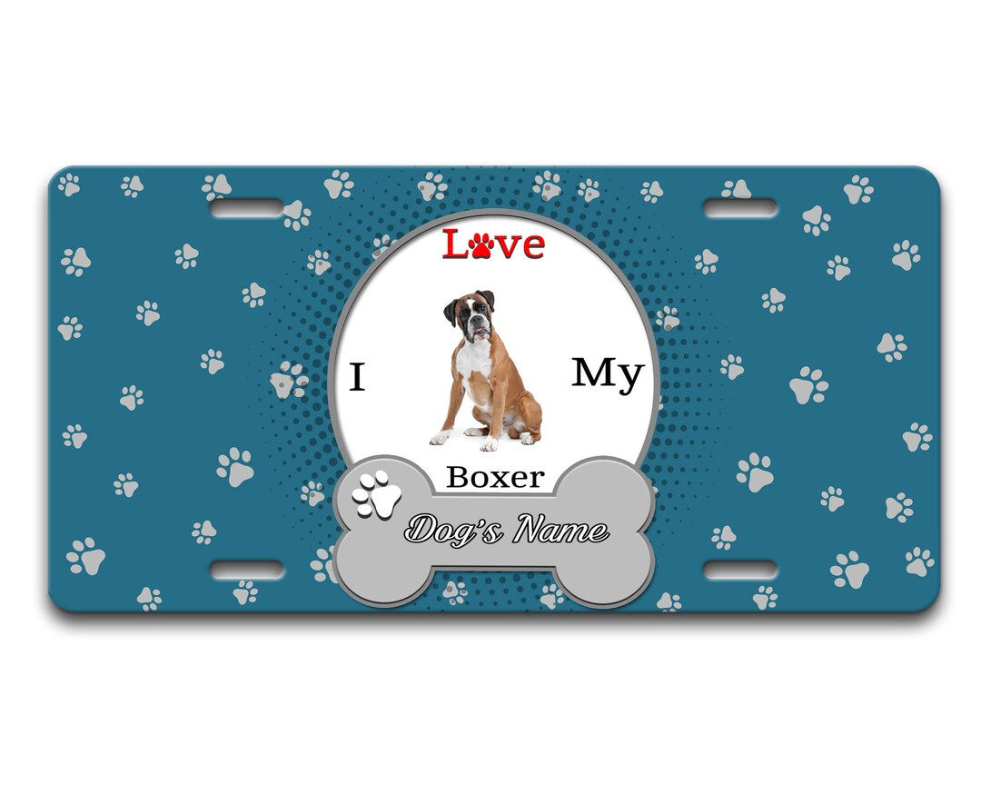 Personalized License Plate Custom Name I Love My Boxer Dog Lover Vanity ...
