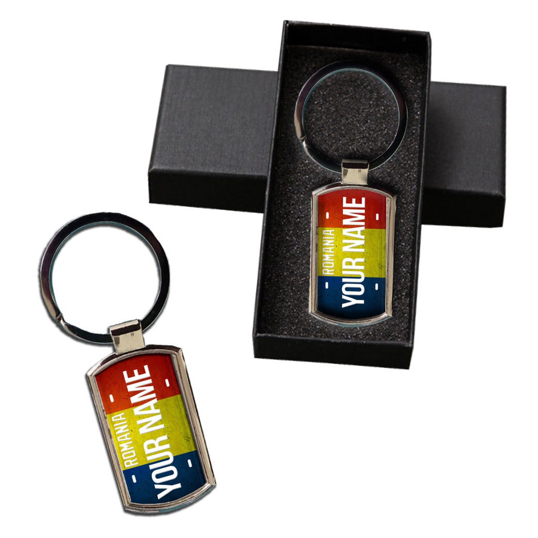 Personalized Keychain Custom Name License Romania Plate Metal - Etsy