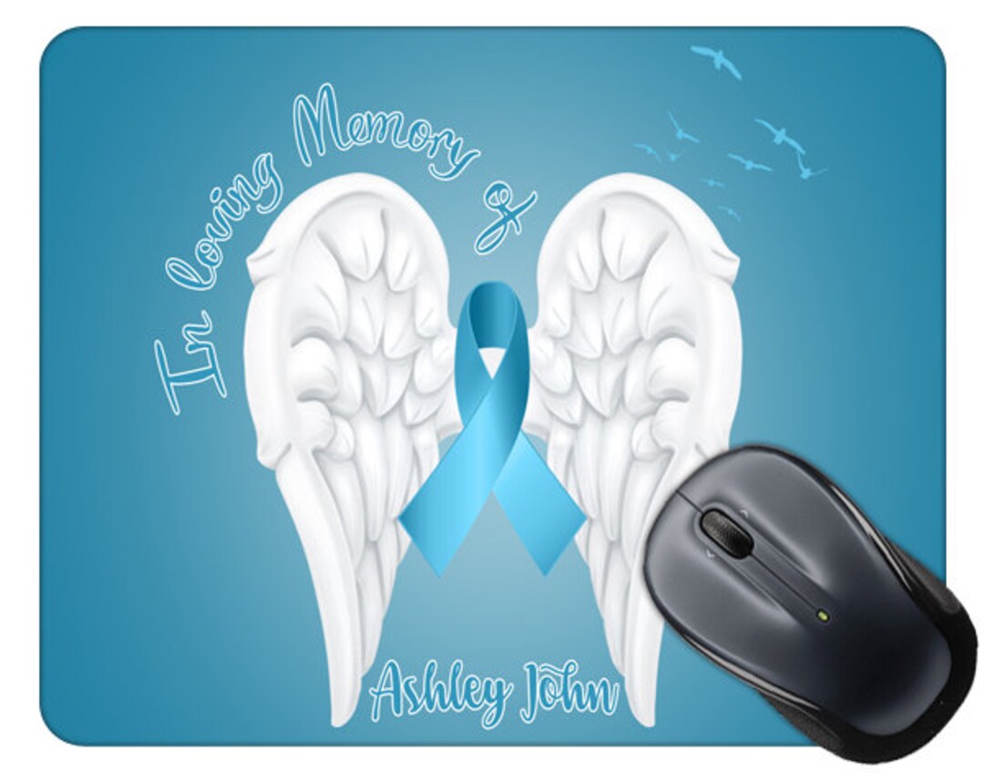 Personalized Mouse Pad Custom Name Prostate Cancer Wings Ribbon in ...