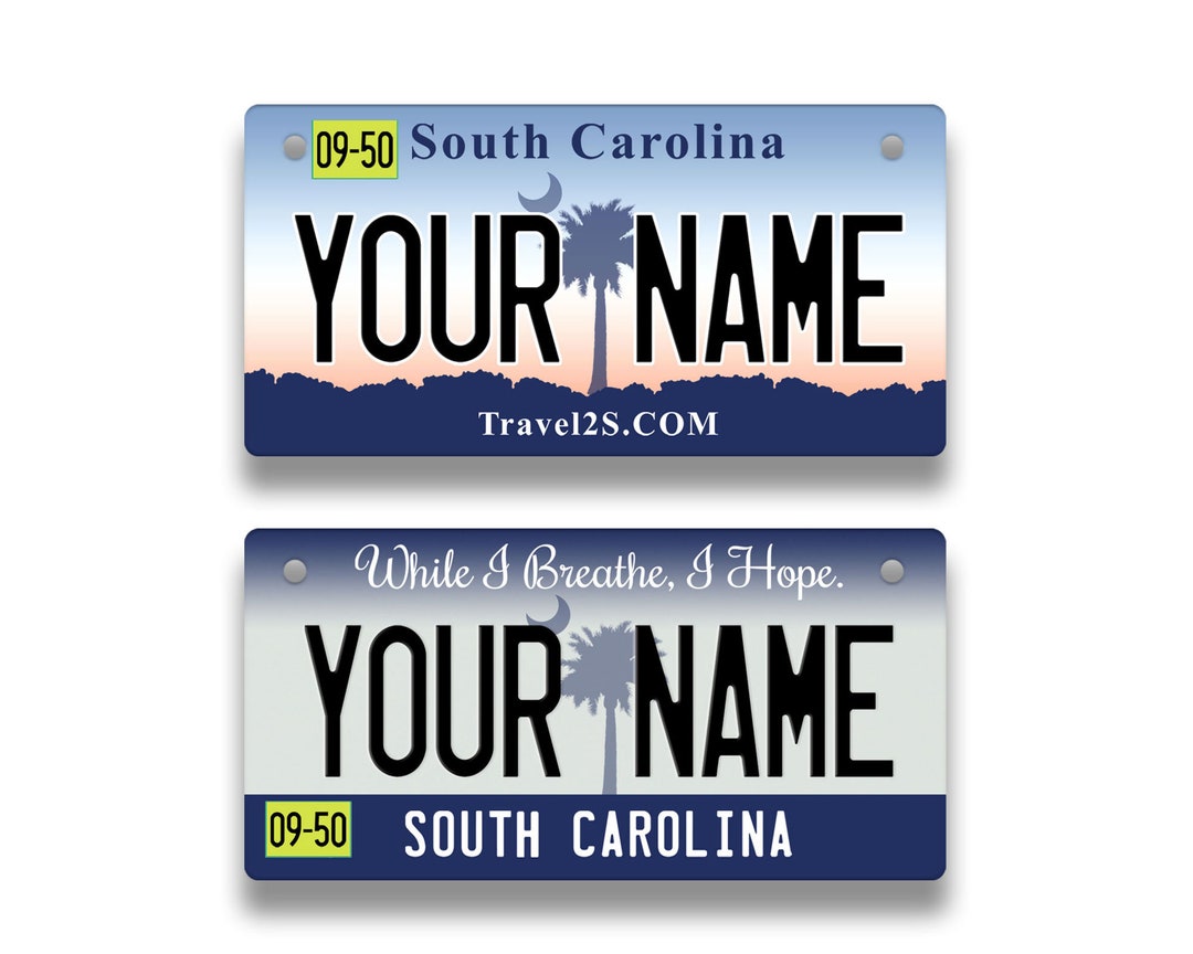 Personalized License Plate Custom South Carolina State Vanity Tag ...