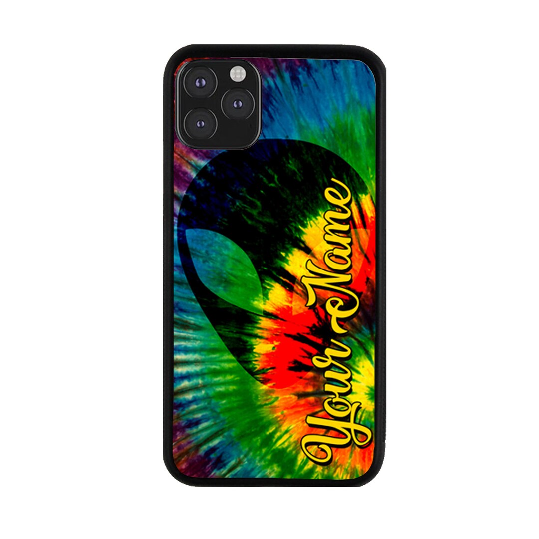 Personalized Custom Name Tie Dye Alien Pattern Rubber Phone Case for ...