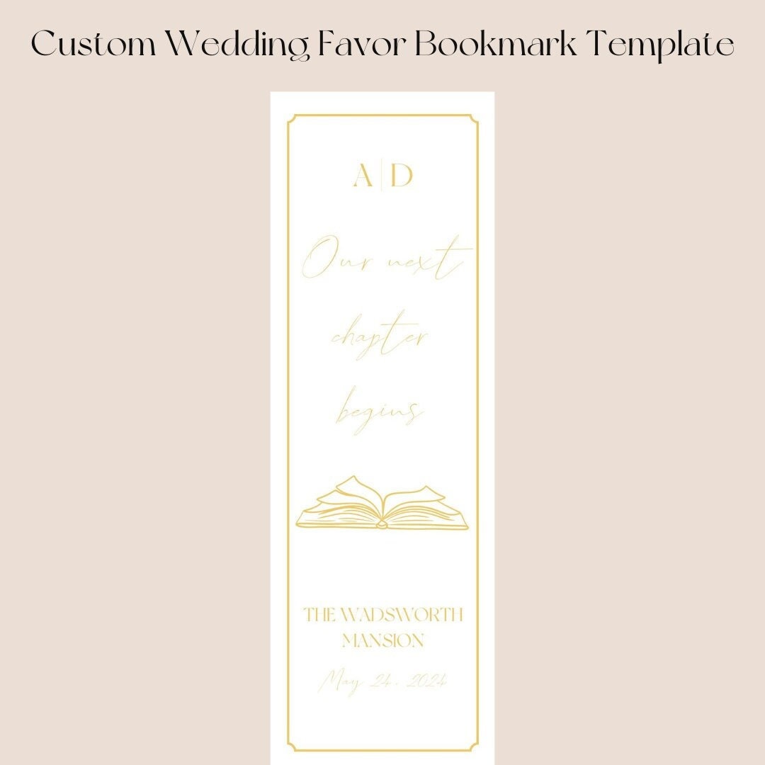 Bookmark Wedding Favor Template - Etsy