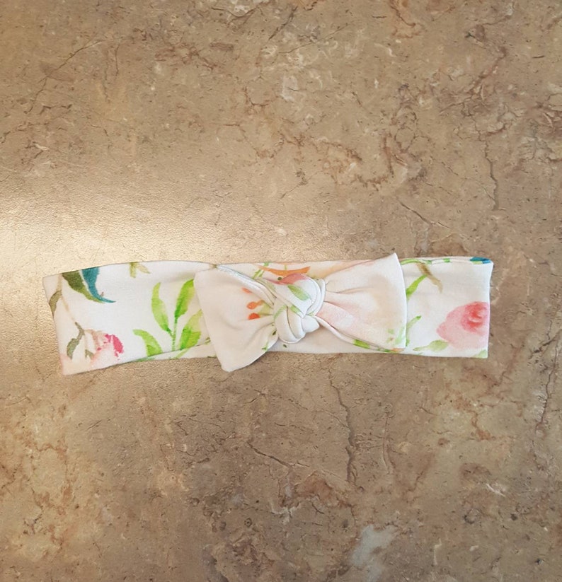 Peach Watercolor Floral Print Jersey Knit Bummies and Top Knot - Etsy