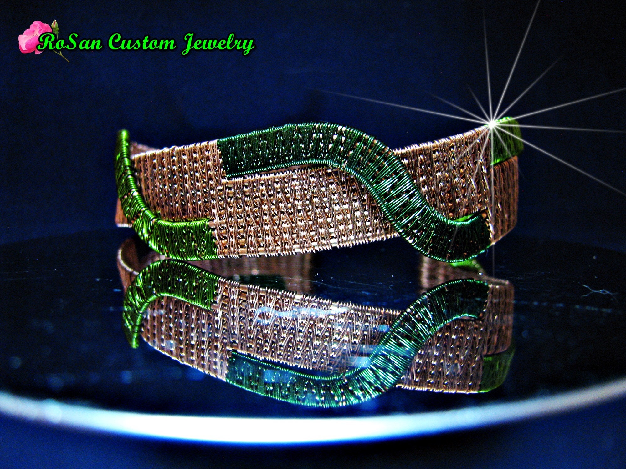 Corona Collection Emerald & Lime Swirl Cuff Wire Woven Bracelet,colored ...