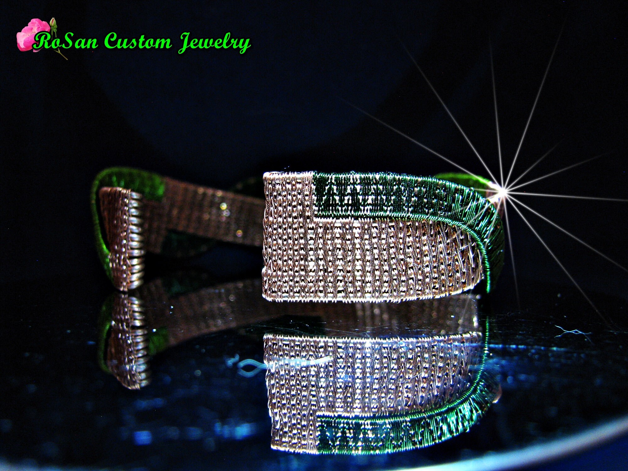 Corona Collection Emerald & Lime Swirl Cuff Wire Woven Bracelet,colored ...