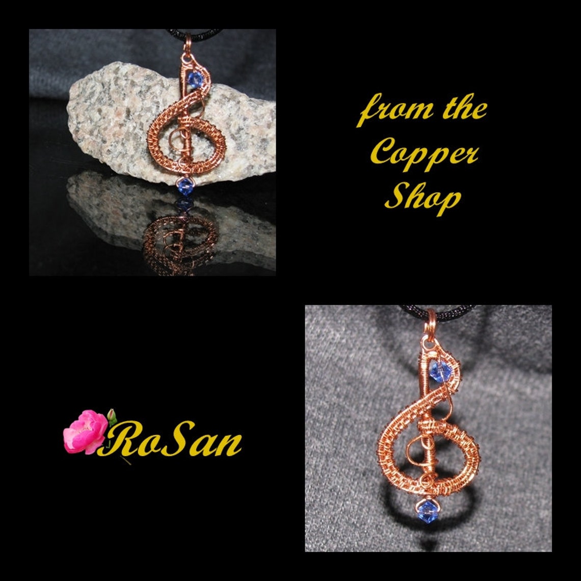 Copper Wire Wrapped Treble Clef Pendant - Copper Woven Pendant - - Etsy
