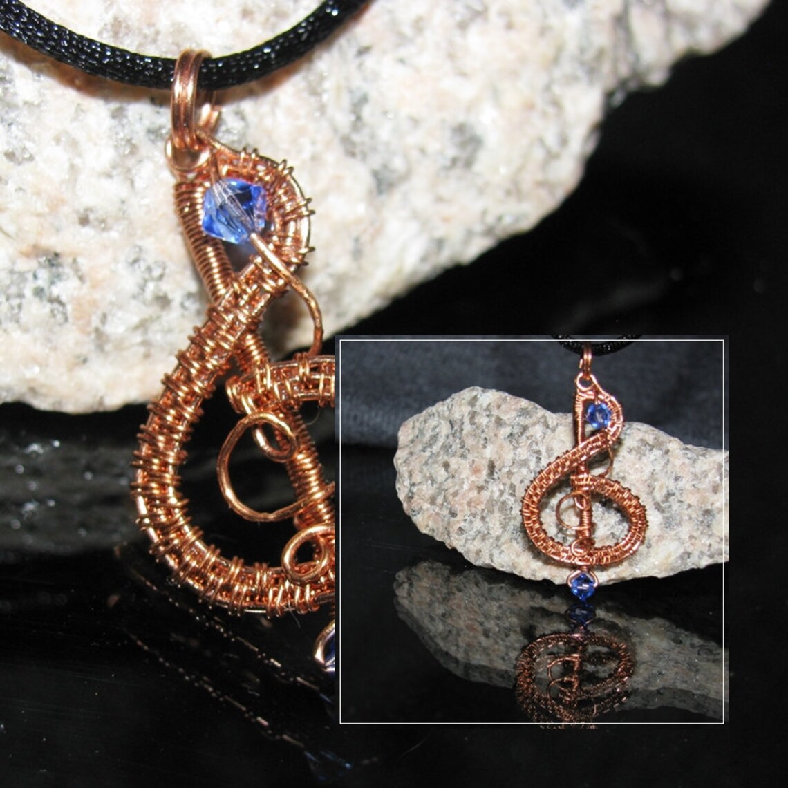 Copper Wire Wrapped Treble Clef Pendant - Copper Woven Pendant - - Etsy