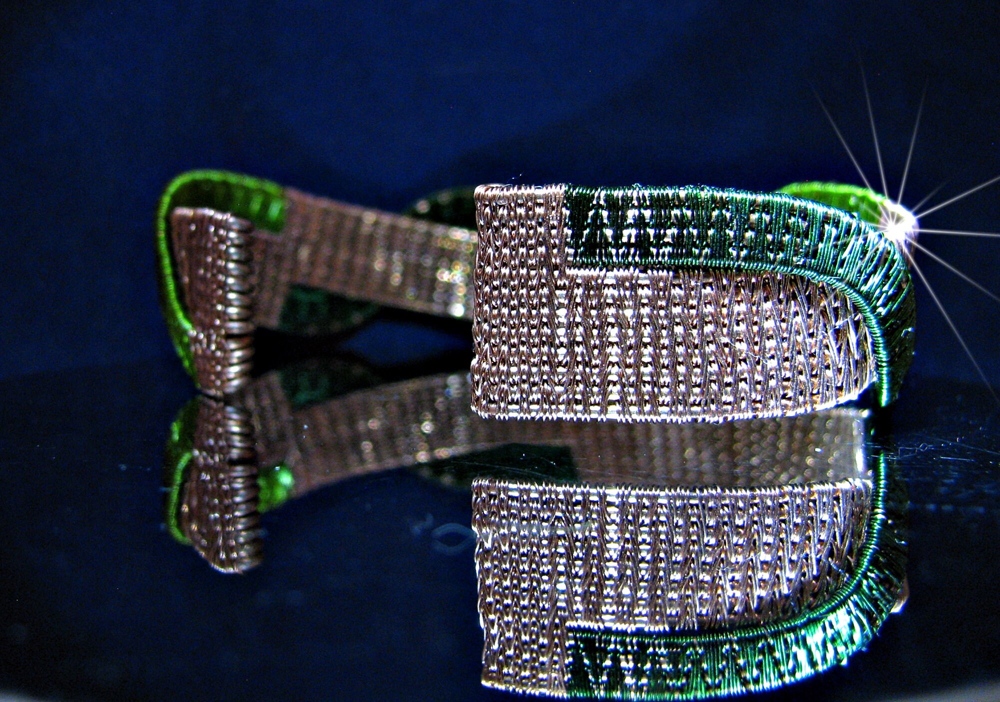 Corona Collection Emerald & Lime Swirl Cuff Wire Woven Bracelet,colored ...