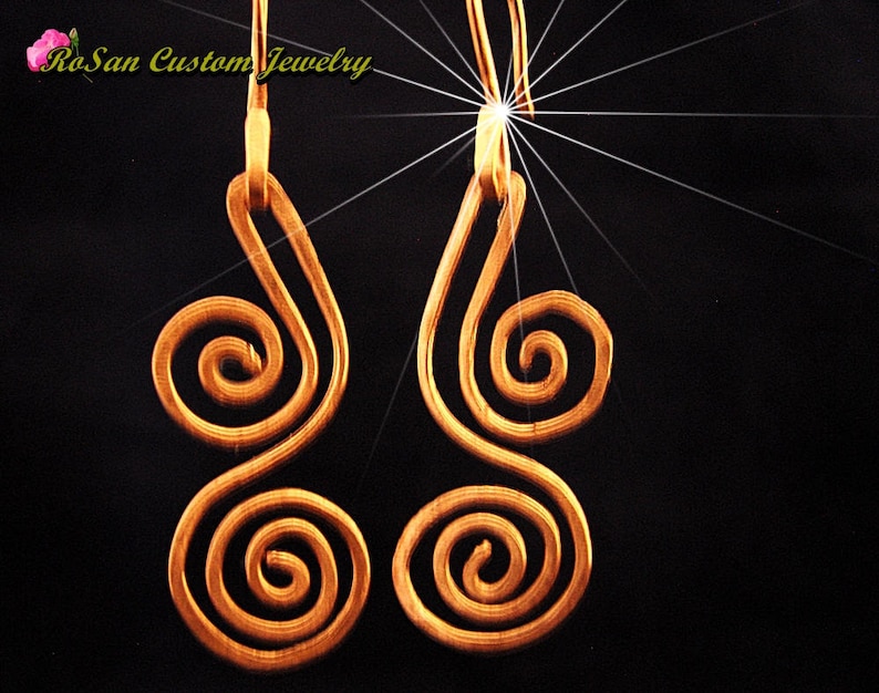 Bright Copper Wire Spiral Earringscopper Wire Swirl Earrings - Etsy