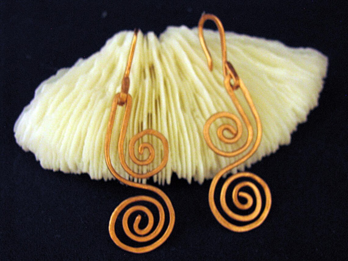 Bright Copper Wire Spiral Earringscopper Wire Swirl Earrings - Etsy