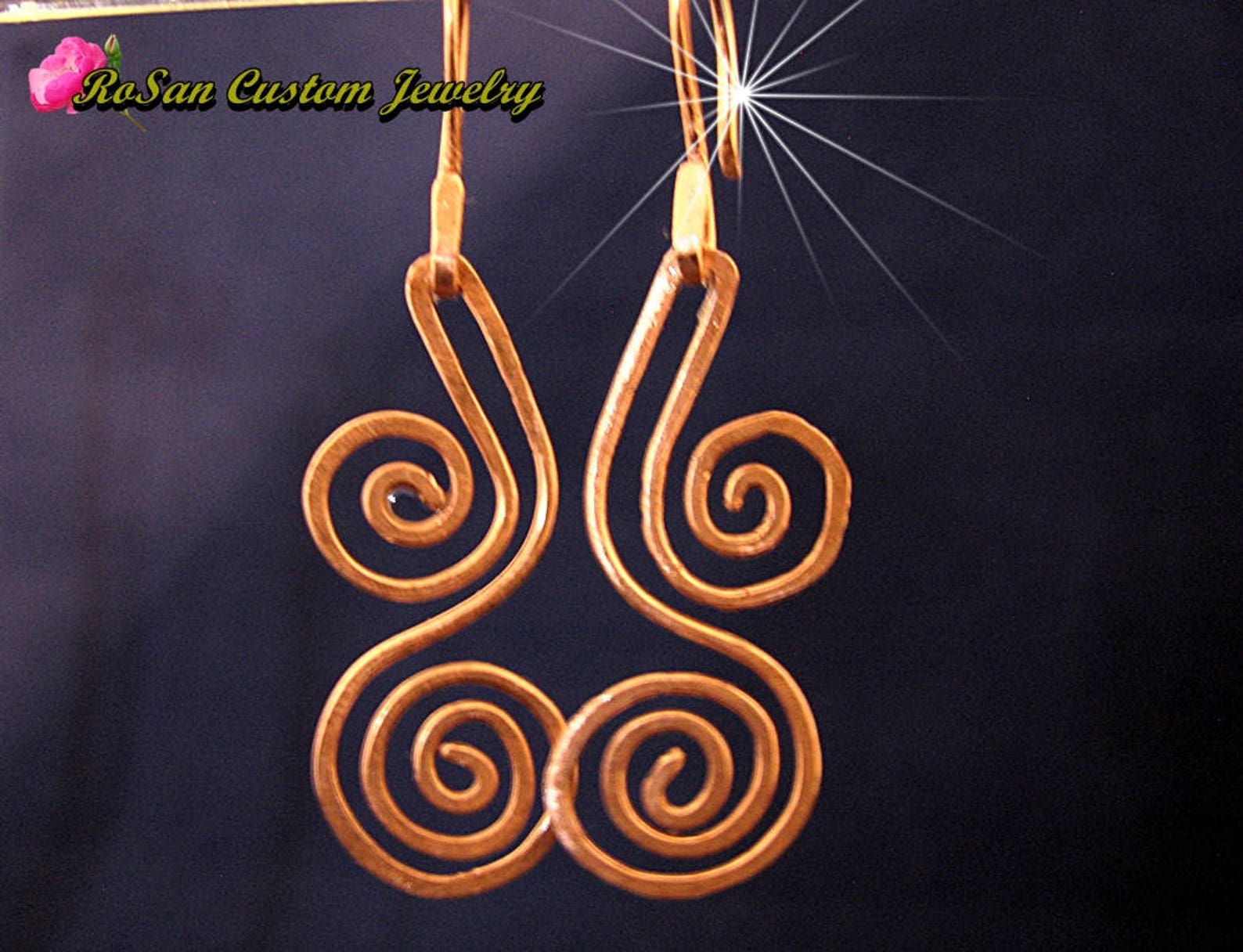 Bright Copper Wire Spiral Earringscopper Wire Swirl Earrings - Etsy