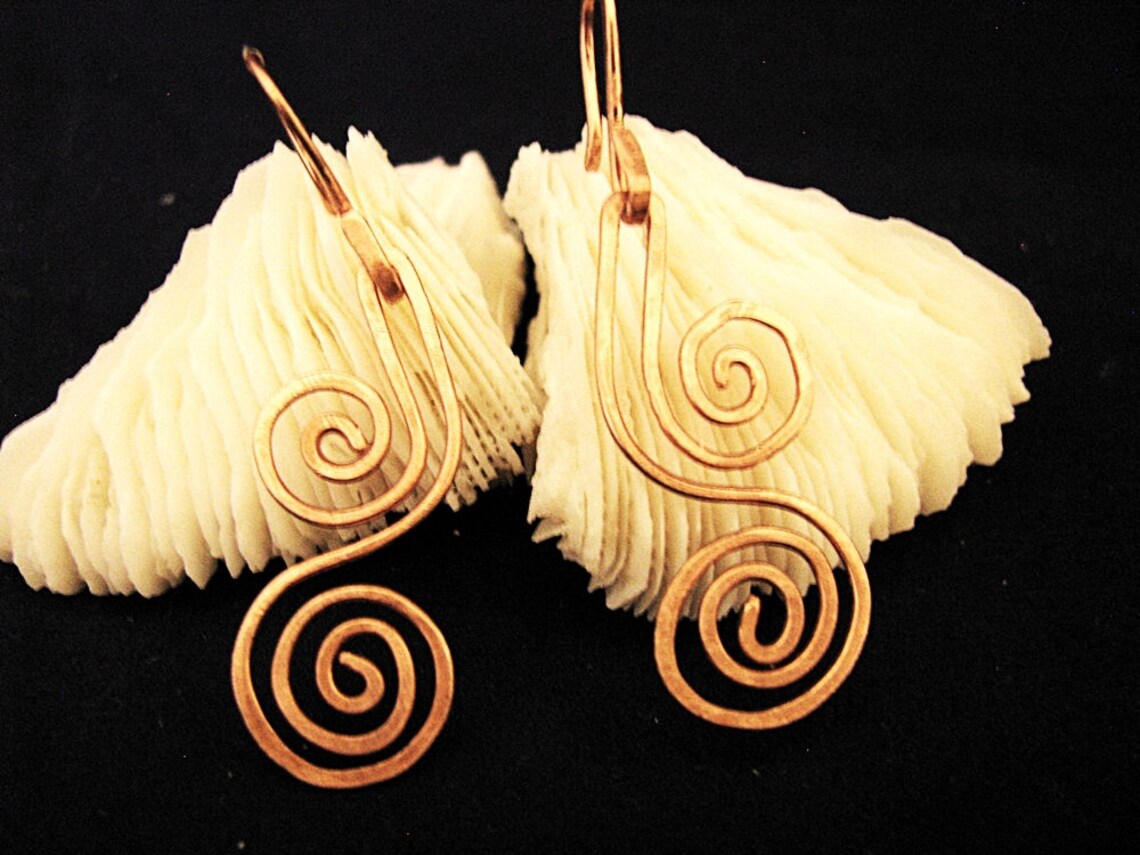Bright Copper Wire Spiral Earringscopper Wire Swirl Earrings - Etsy