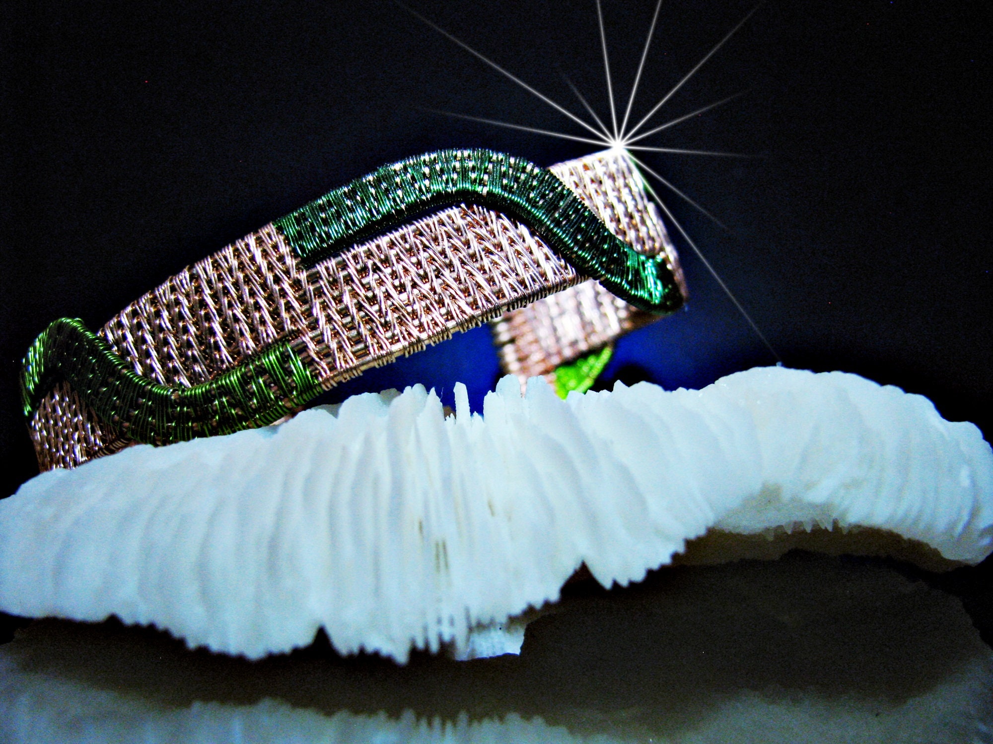 Corona Collection Emerald & Lime Swirl Cuff Wire Woven Bracelet,colored ...