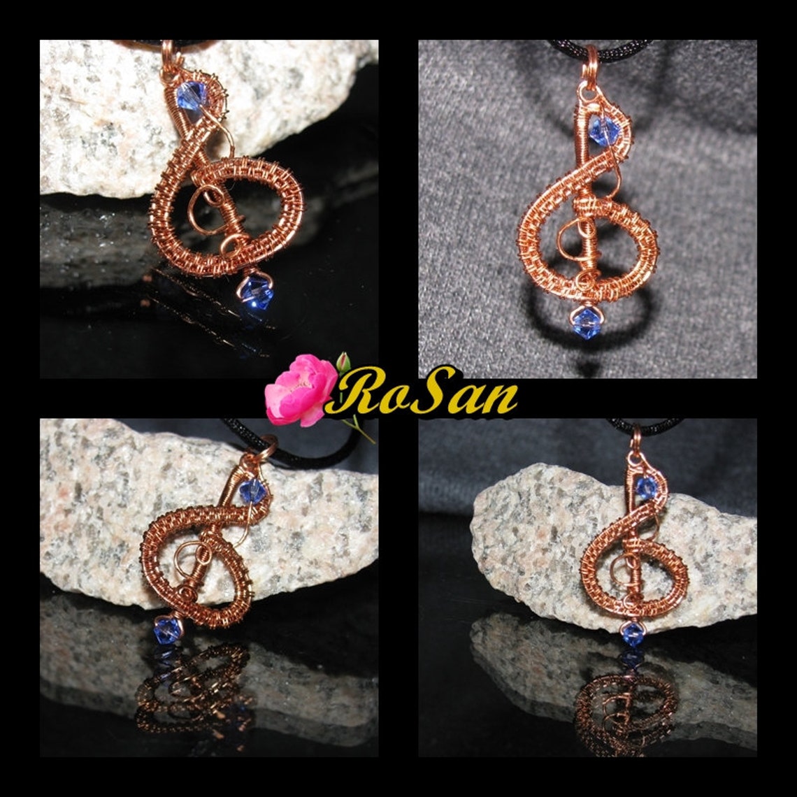 Copper Wire Wrapped Treble Clef Pendant - Copper Woven Pendant - - Etsy