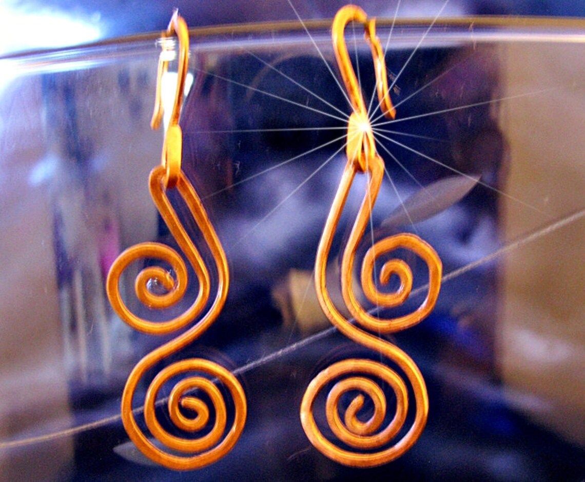 Bright Copper Wire Spiral Earringscopper Wire Swirl Earrings - Etsy