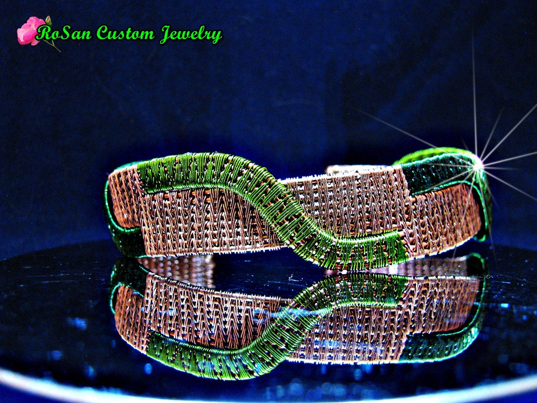 Corona Collection Emerald & Lime Swirl Cuff Wire Woven Bracelet,colored ...