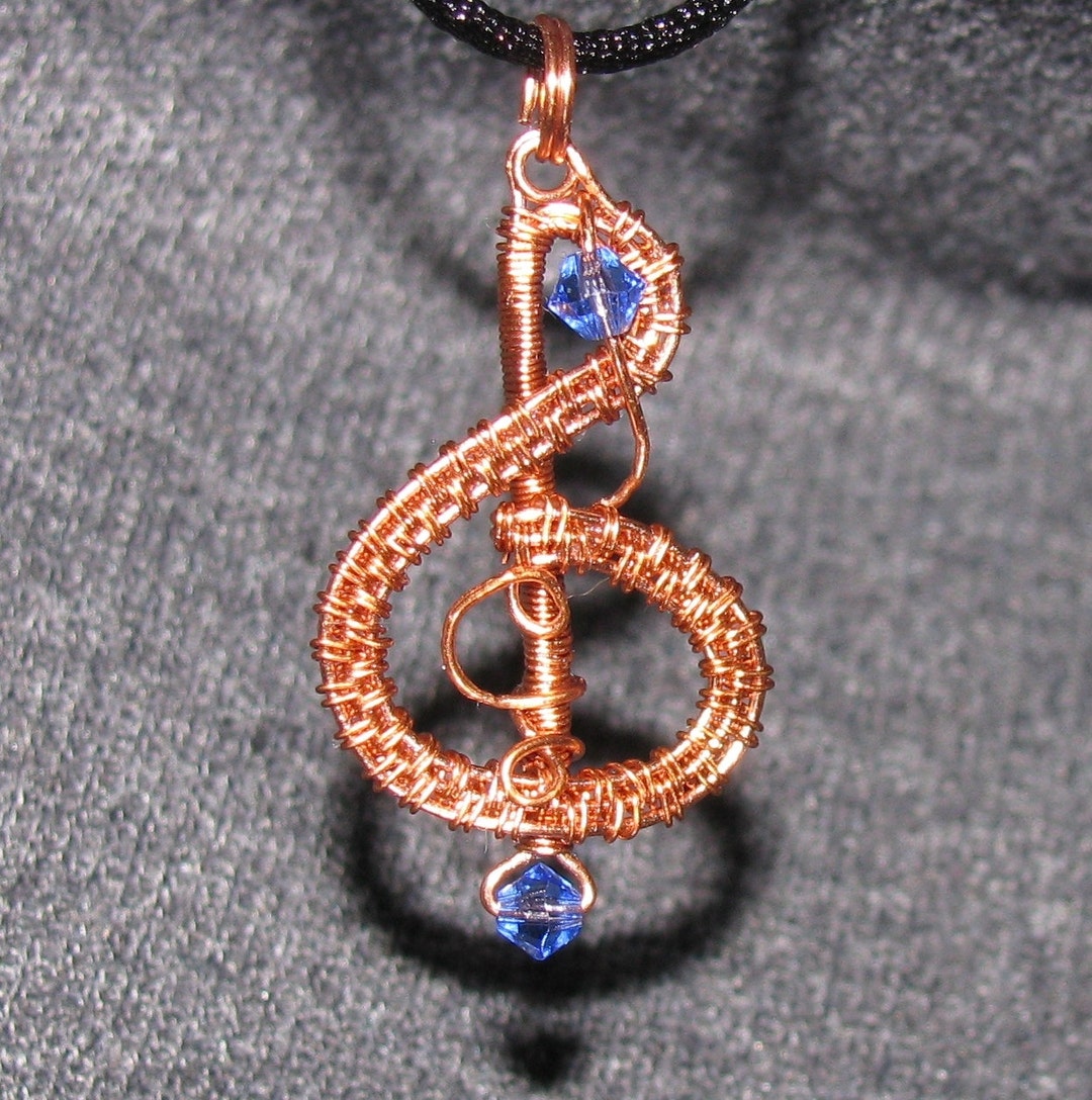 Copper Wire Wrapped Treble Clef Pendant - Copper Woven Pendant - - Etsy