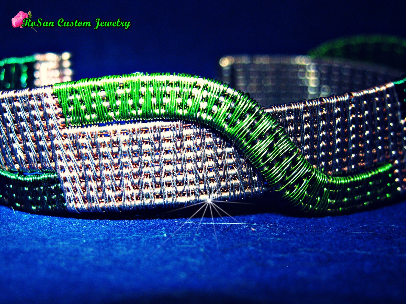 Corona Collection Emerald & Lime Swirl Cuff Wire Woven Bracelet,colored ...