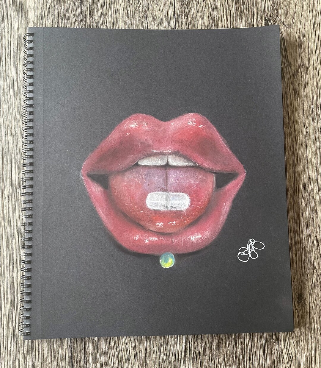 11 by 14 Inch Original Groovy Lip Pill Soft Pastel Drawing - Etsy