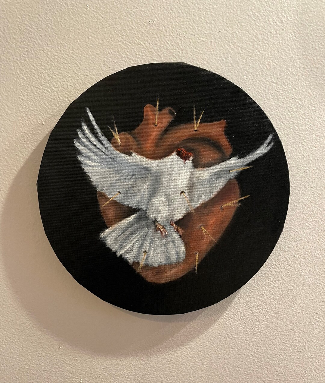 Vuela Corazon Espinado Thorned Heart Original Oil Painting on 10 Inch ...